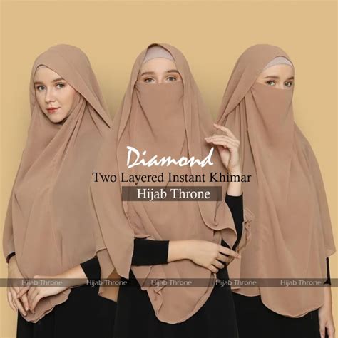 Hijab Throne Diamond Khimar Muslim Women Two Layered Instant Khimar
