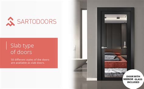 Slab Barn Door Panel Lucia 1299 Matte Black With Mirror Sturdy
