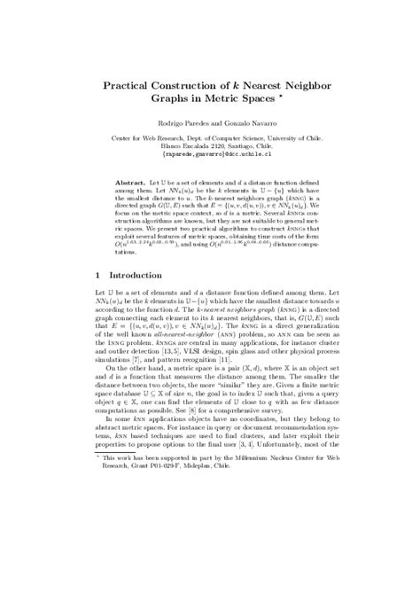 pdf practical construction of k nearest neighbor graphs in metric spaces