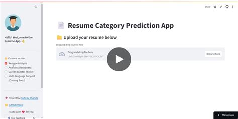 Internship Python Streamlit Machinelearning Nlp Resume Career Project Ai Mobilefirst