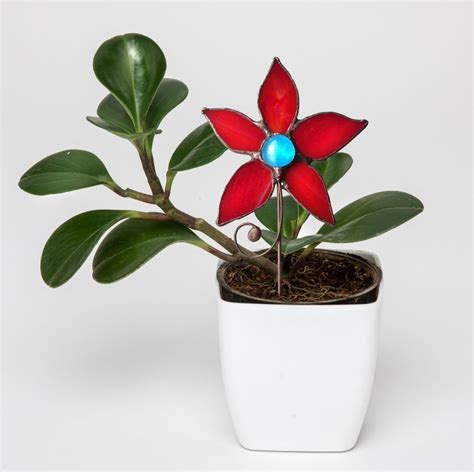 Stained Glass Plant Pot Ornament Stake