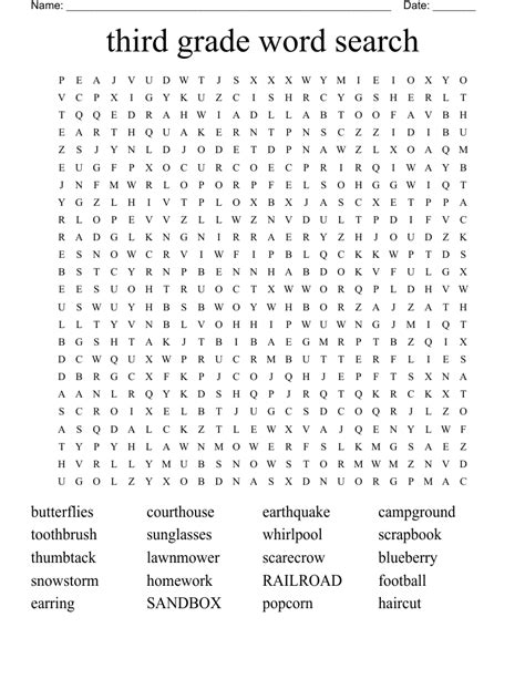 Third Grade Word Search