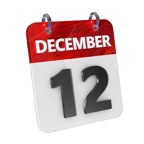 December 12 Date 3d Icon Isolated Shiny And Glossy 3d Rendering Month