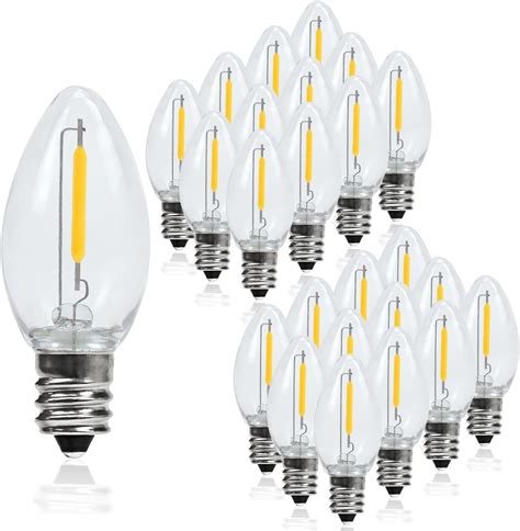 Jslinter 25pack C7 Led String Light Bulbs Replacement 1w 11w