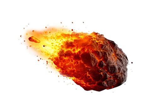 Premium Photo A Glowing Meteor With A Tail Of Redhot Flames Isolated