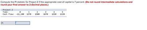 Solved Ompute The PI Statistic For Project Z If The Chegg
