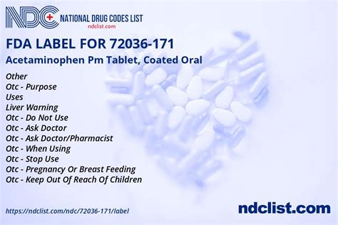 Fda Label For Acetaminophen Pm Tablet Coated Oral Indications Usage