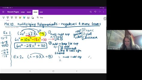 Mn10 Multiplying Polynomials With Negatives 3rd Day Youtube