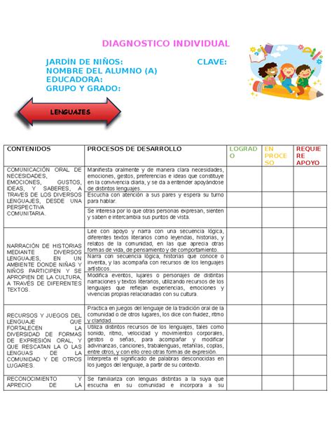 Diagnostico Individual 2º Preescolar Diagnostico Individual JardÍn De