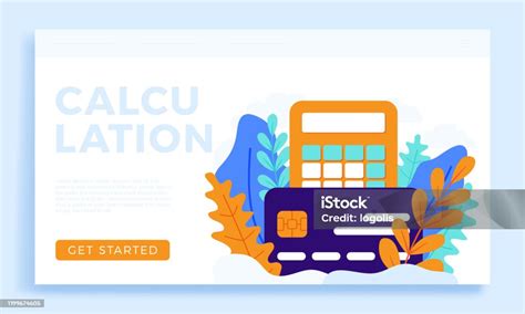 계산기 및 신용 카드 벡터 스톡 일러스트는 방문 페이지 또는 프리젠 테이션을 위해 격리 세금 을 지불 비용과 소득을 계산 청구서를 지불의 개념 계산기가있는 전면 사이드 카드