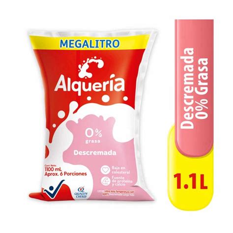 Leche Alquería Descremada 0 Grasa Bolsa x 1100ml La Vaquita