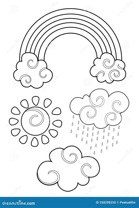 Rainbow And Cloud Coloring Sheet