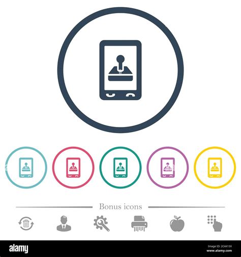 Mobile Gaming Flat Color Icons In Round Outlines 6 Bonus Icons Included Stock Vector Image