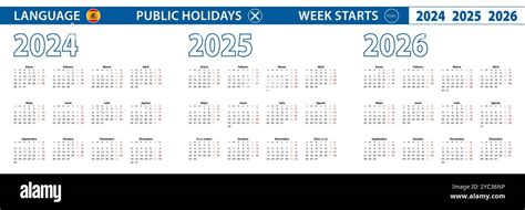 Simple Calendar Template In Spanish For 2024 2025 2026 Years Week