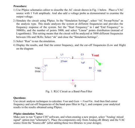 Solved Procedure 1 Use Pspice Schematics Editor To