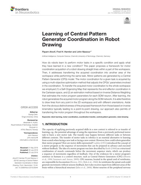 Pdf Learning Of Central Pattern Generator Coordination In Robot Drawing