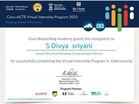 S Divya Sriyani On Linkedin Cisco Cybersecurity Virtualinternship