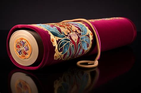 Premium Ai Image Sacred Scroll Closed Torah With Embroidered Velvet