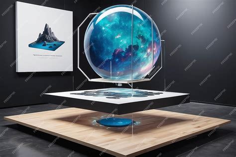 Premium Photo Art On A Floating Levitating Platform With Magnetic Elements Mockup