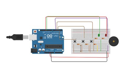 Circuit Design работа с зуммером Кодовый замок Tinkercad