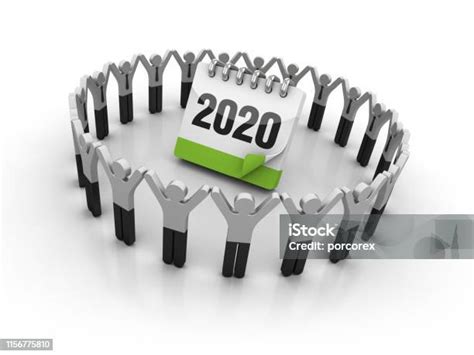 2020 캘린더와 픽토그램 팀워크 3d 렌더링 2020년에 대한 스톡 사진 및 기타 이미지 2020년 3차원 형태 계절