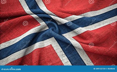 Textured Norwegian Flag Displaying National Symbolic Patterns And