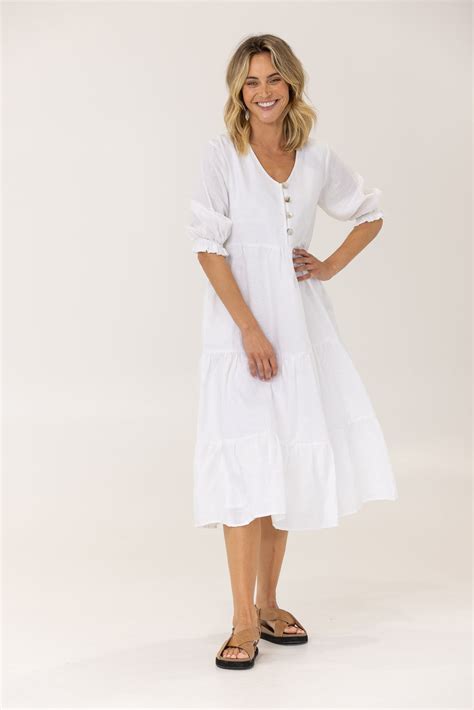 Allegra Linen Dress White Lunar Fox