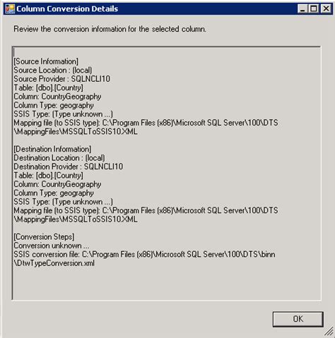 SQL Server Error In Import Export Of Geography Geometry Columns