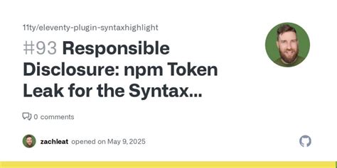 Responsible Disclosure Npm Token Leak For The Syntax Highlight Plugin