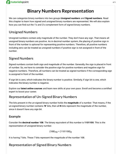 Binary Numbers Representation Pdf Elementary Mathematics Encodings