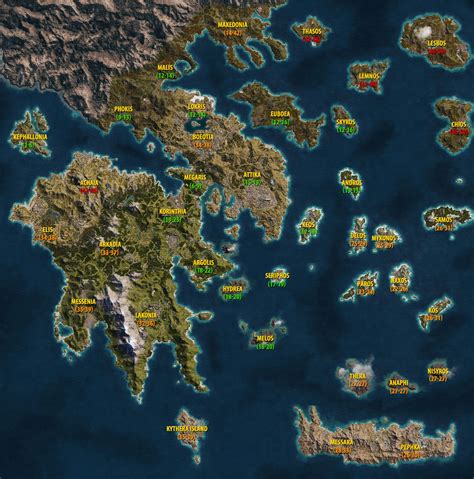Ac Odyssey World Map Level Requirements