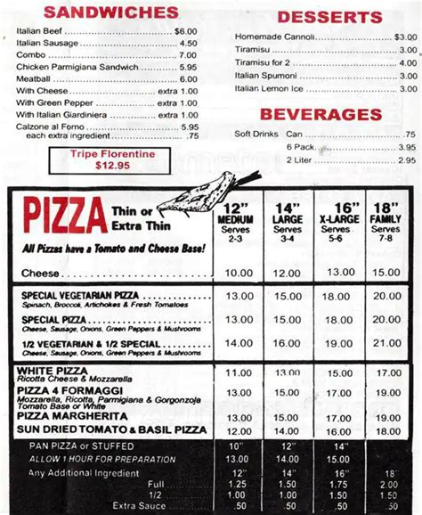 Menu At Da Luciano Pizzeria River Grove
