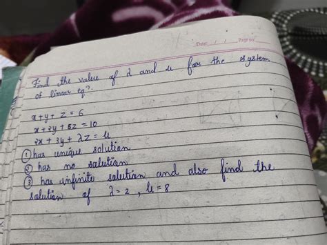 Find The Value Of Lambda And Mu For The System Of Linear Equations