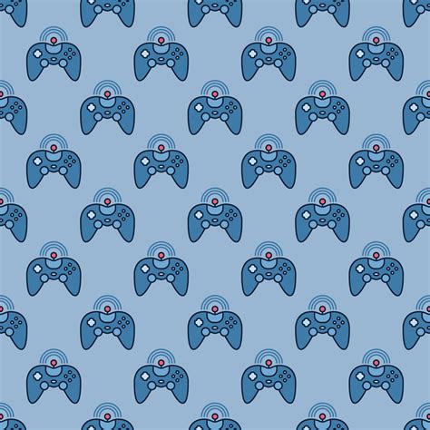 Wireless Videogame Controller Vector Gamepad Colored Seamless Pattern