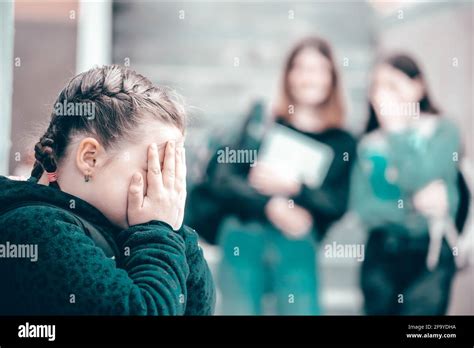 Girl Being Bullied At The School Educational School Isolation And