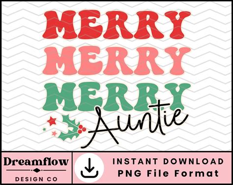 Merry Auntie Png Retro Christmas Aunt Png Download Groovy Auntie Png