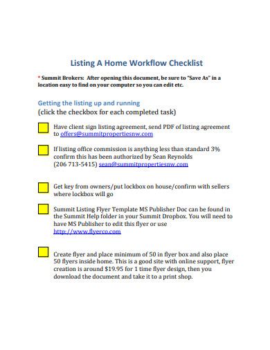 Workflow Checklist Templates PDF