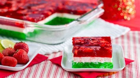 Festive Layered Christmas Gelatin Recipe Gelatin Recipes Baked