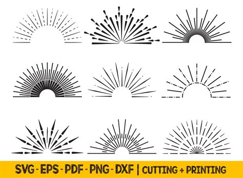 Sunshine Svg Cut Files Sun Rays Svg Files For Cricut Half Sun Svg Cut