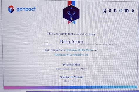 Biraj Arora On Linkedin Completed My Module On Generative Ai