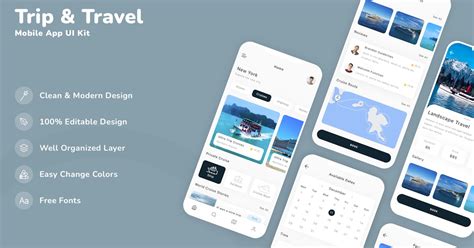 Trip And Travel Mobile App Ui Kit Ux And Ui Kits Ft Trip And Location Envato Elements