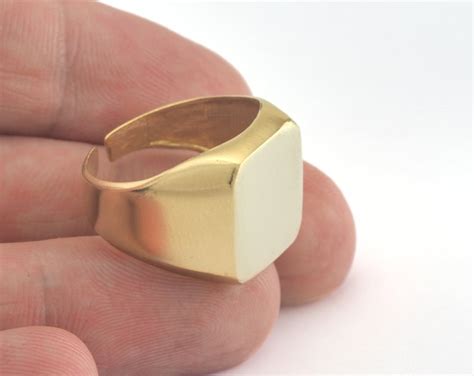 Signet Ring Adjustable Blank Raw Brass 19mm 9us Inner Size Etsy
