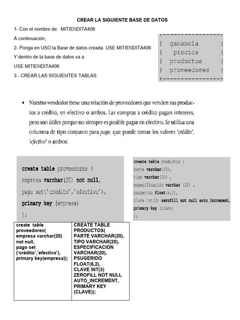 Crear La Siguiente Base De Datos Otra Base De Datos Y 4 Tablas Pdf Recuperación De