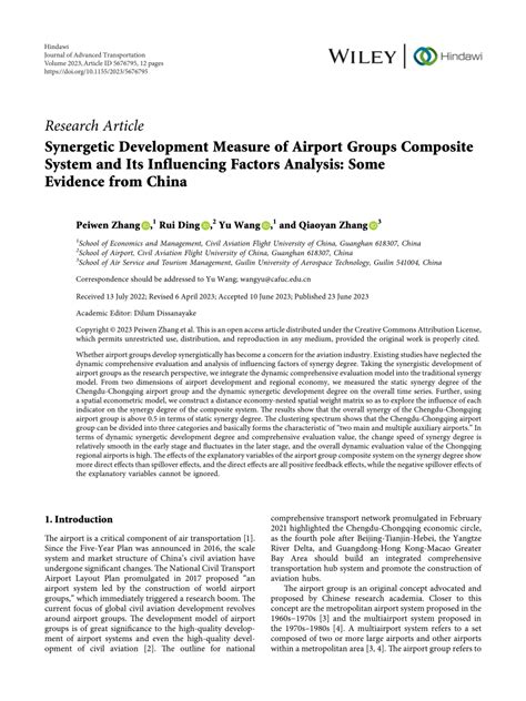 Pdf Synergetic Development Measure Of Airport Groups Composite System And Its Influencing