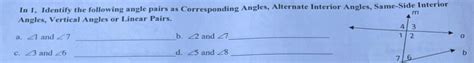 Answered In I Identify The Following Angle Pairs As Corresponding