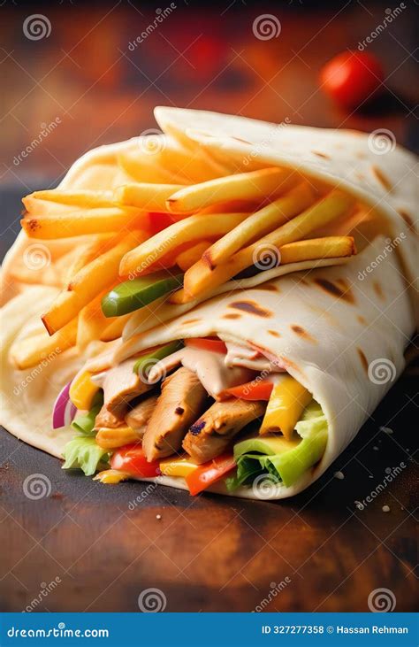 Shawarma Or Chicken Wrap Cartoon Vector 185345225