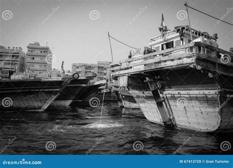 Traditional Dhow Ferry Boats On The Dubai Creek Editorial Image Image