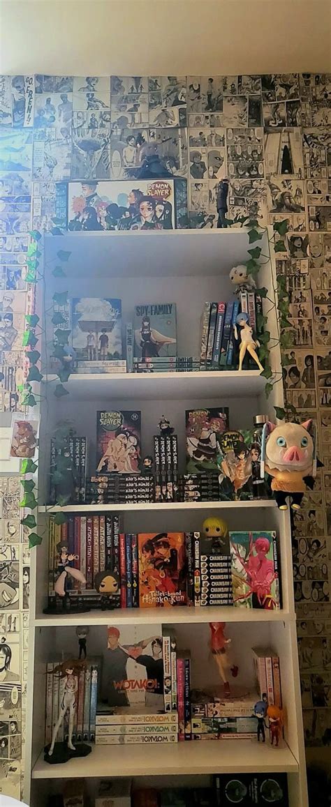 Manga shelf decor | Cool room designs, Cool rooms, Vintage room decor
