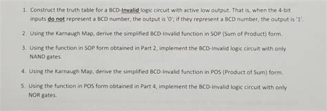 Solved 1 Construct The Truth Table For A Bcd Invalid Logic