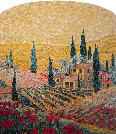 Golden Village Scenery Mosaic Landscape Scenery Mozaico